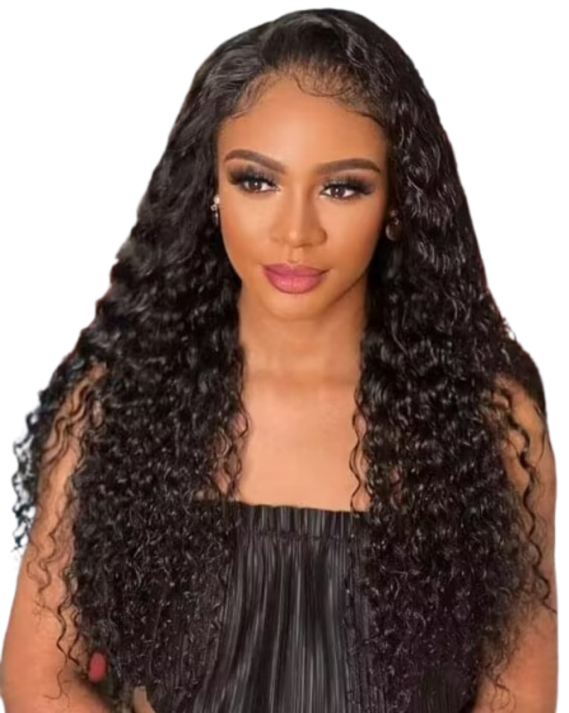 VSP 24" Brazilian Hair Curly Water Glueless Wigs-13x4 Lace Full Frontal ...