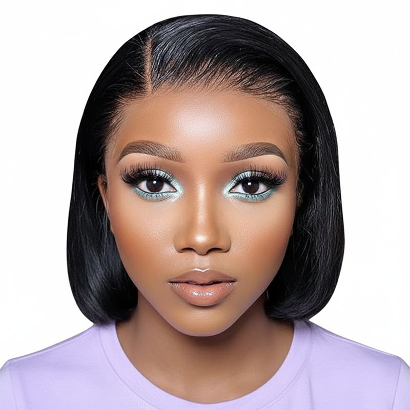 Geebuy 8Inch Brazilian/Peruvian Hair Full Frontal Short Straight Bob ...