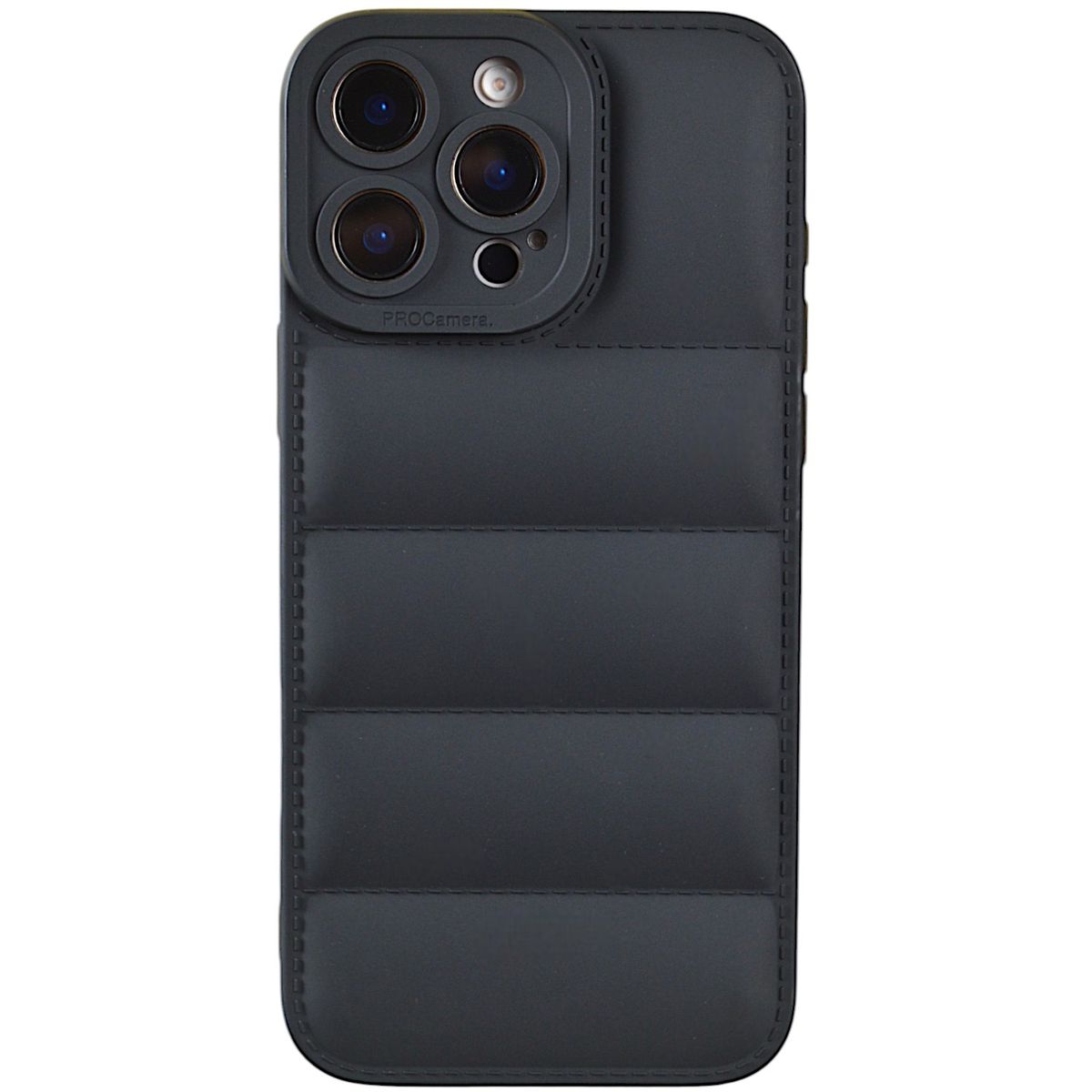Phone Case with Puffer Texture & Pro Cam - Iphone 16 Pro - Matte Black ...