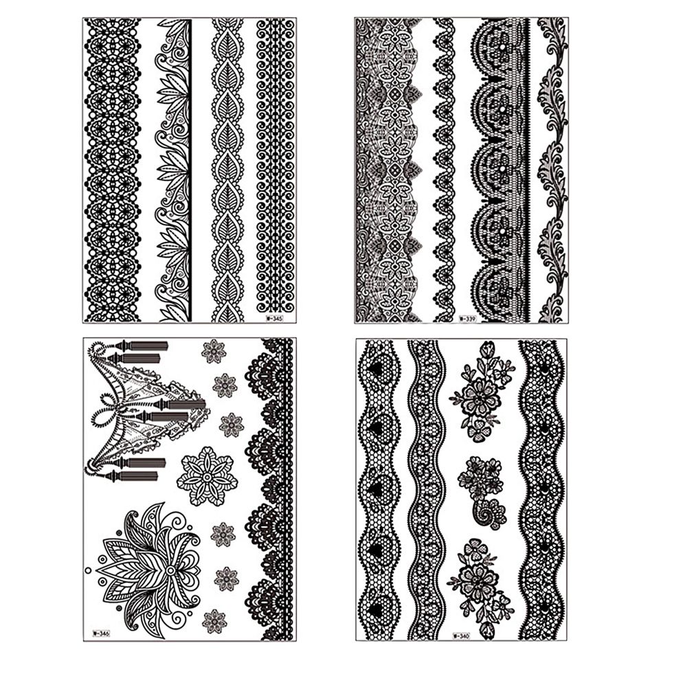 Beauty Temporary Henna Tattoos Lace Body Stencils Set of 4 (20.8cm ...