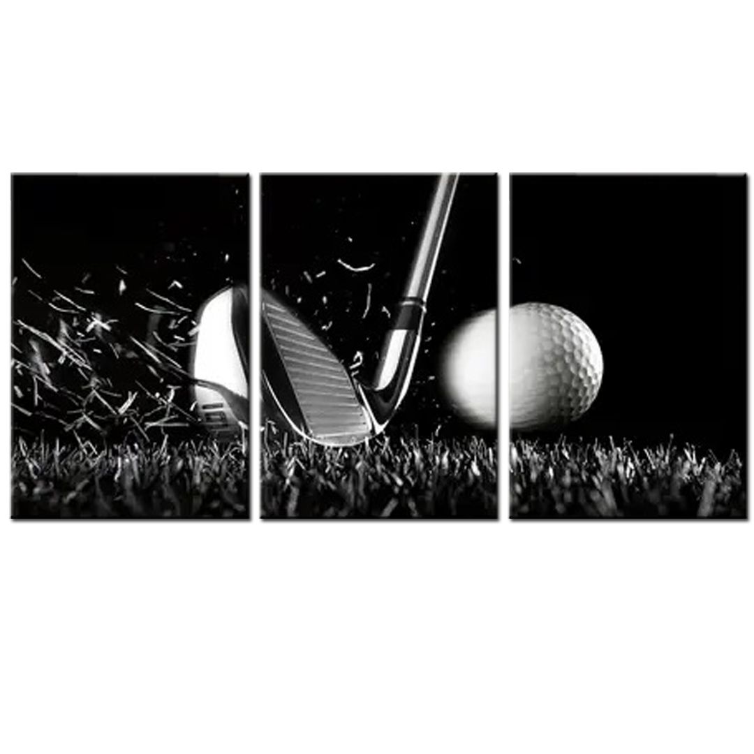 Canvas-Art-3 Pieces Black & White Golf Picture Print Wall Art | Shop ...