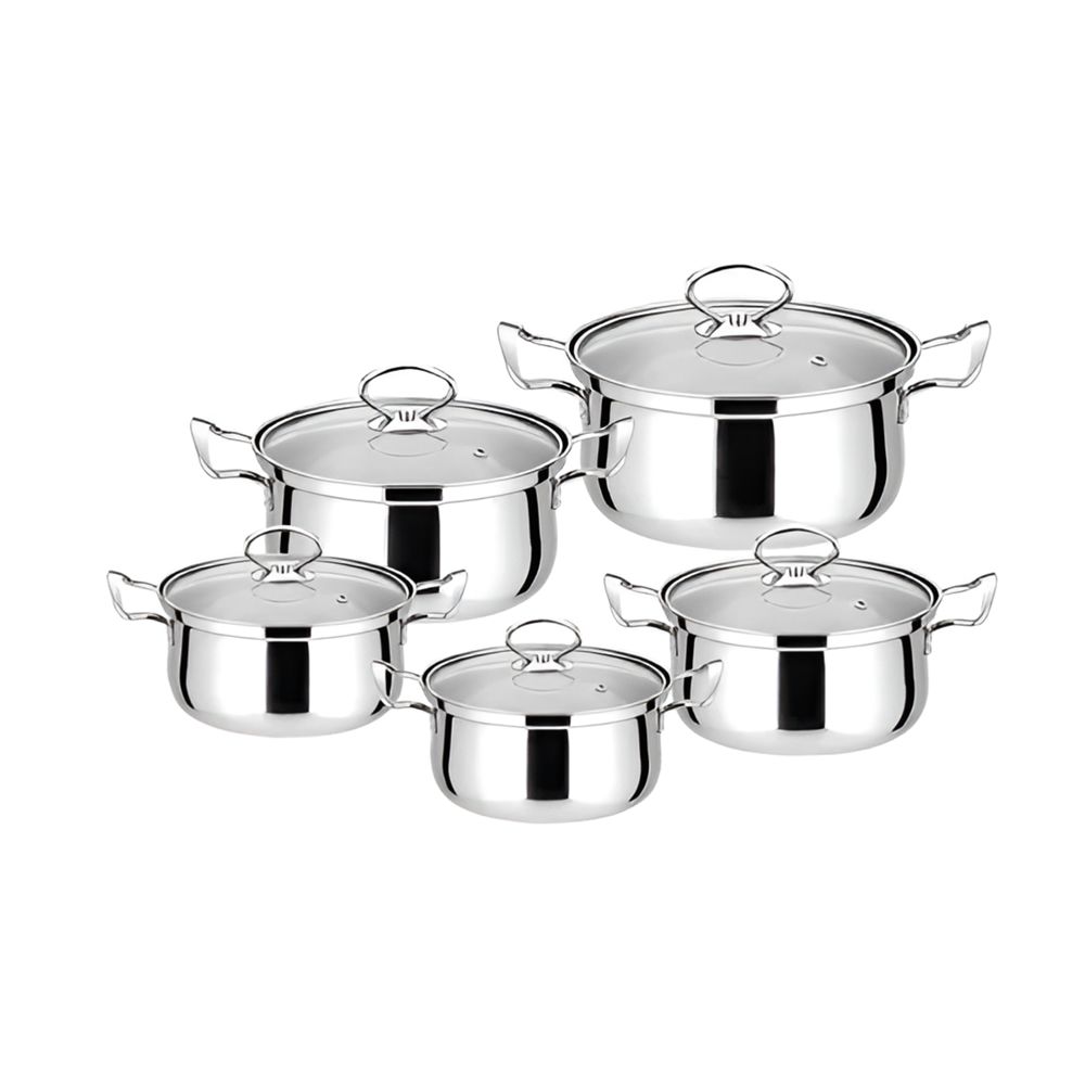 5Pieces Stainless Steel Cookware Pot Set With Glass Lids | Shop Today ...