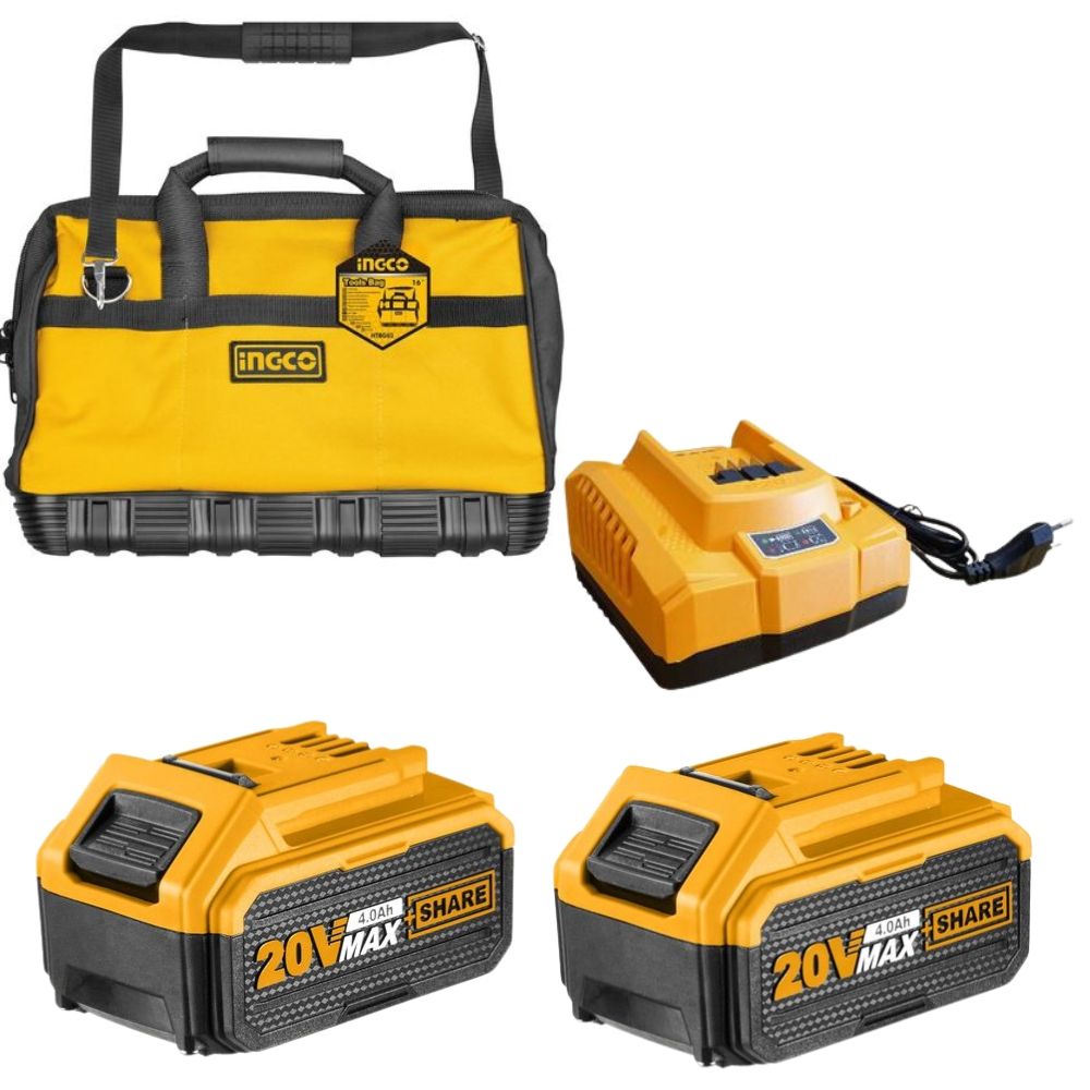 Ingco - Fast Intelligent Charger with 2 x 4Ah Batteries in Tool Bag ...