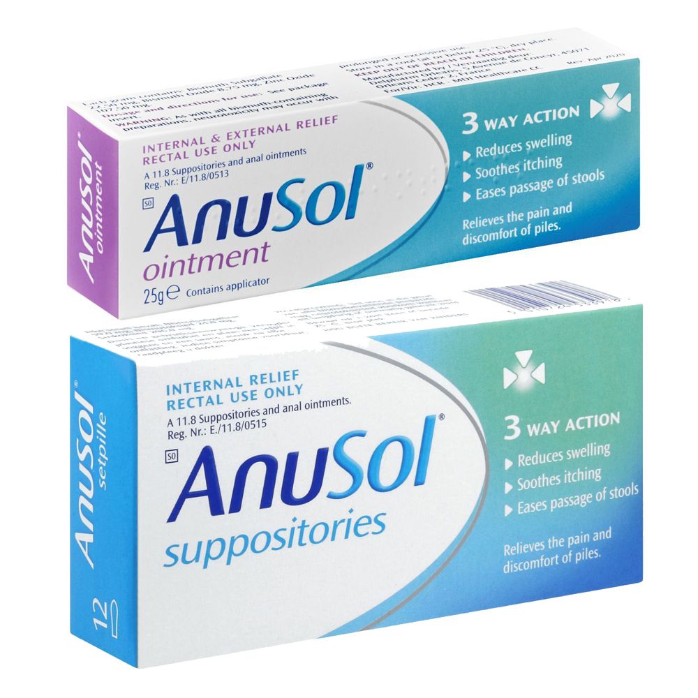 Anusol Bundle - Suppositories 12's Plus Anusol Ointment 25g | Shop Today. Get it Tomorrow ...