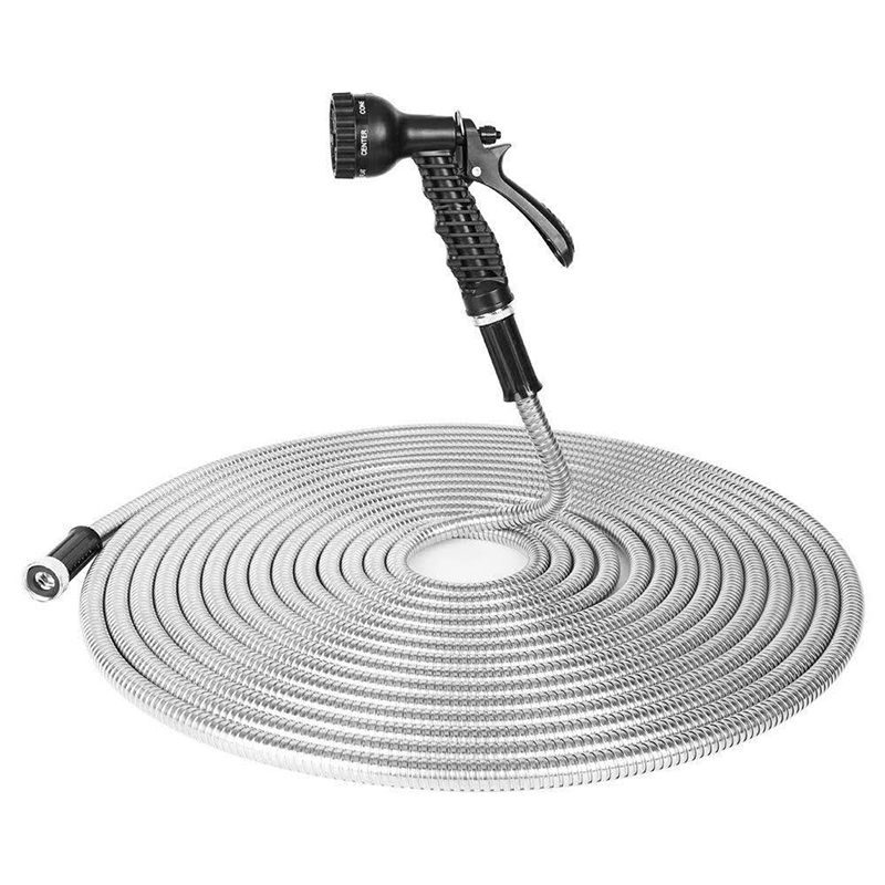Stainless Steel Metal Hose Pipe Water Spray Gun with 2 Nozzles - 75Ft ...