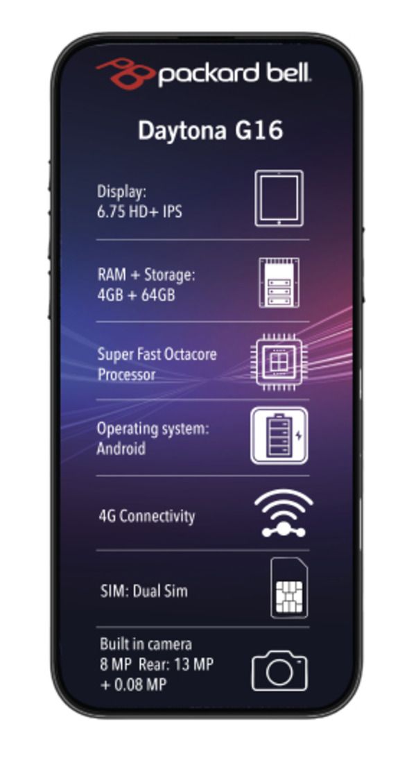Packard Bell Daytona G16 6.75" LTE 4GB 64GB Dual Sim Smartphone | Shop ...