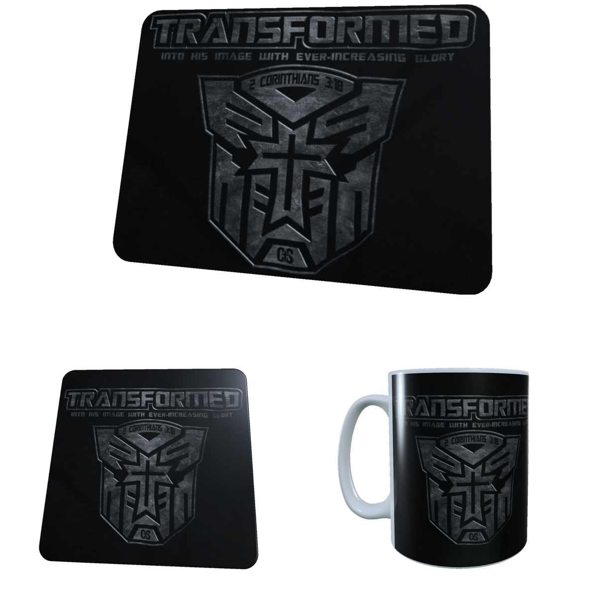 Christian Transformed Transformers Coffee Mug, Coaster and Mouse Pad ...
