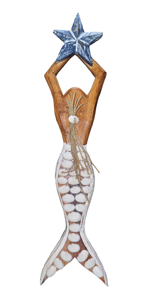 Mermaid Wooden Wall Hanging Decor - 8cm x 45cm | Shop Today. Get it ...