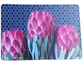 Large Mouse Pad - 3 Closed Proteas with Green Leaves on Blue | Shop ...