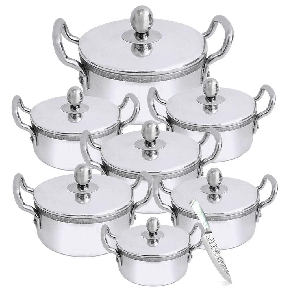 Set of 8 - Pure Aluminium Heavy Satin Casserole Pot Set | Shop Today ...