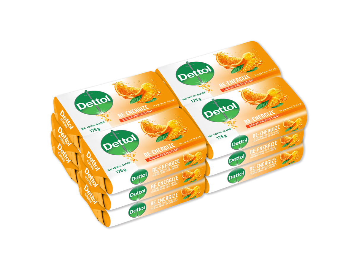Dettol 12 x 175g, Hygiene Soap, Hand & Body, Re-Energize | Buy Online ...