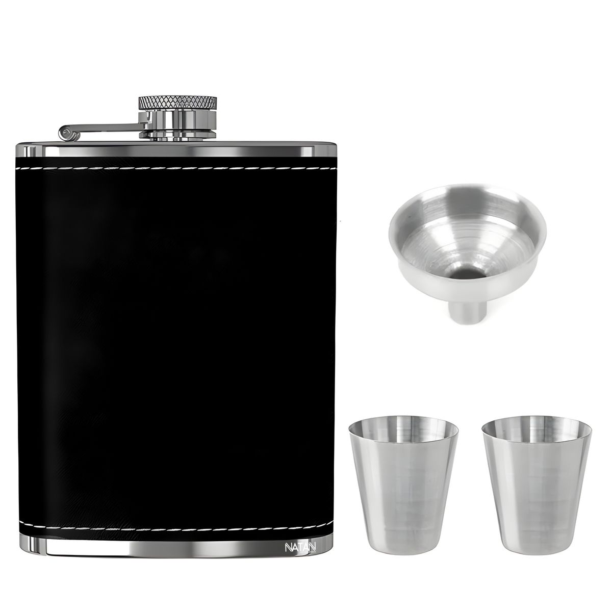 200ml Stainless Steel Hip Flask Set + Funnel & Stainless Steel Shot ...