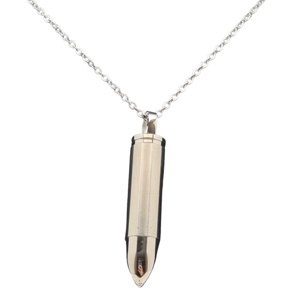 Bullet 9mm Pendant and Chain - Stainless Steel Cremation Jewellery ...