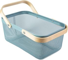 Fruit & Vegtable Metal Rectangular Basket with Wooden Handle | Shop ...