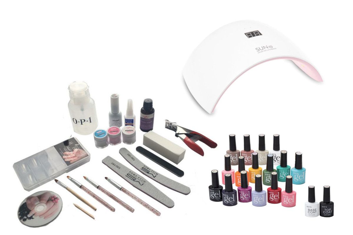 37 Piece Professional Nail Starter Kit With UV LED Nail Lamp 18 Gel