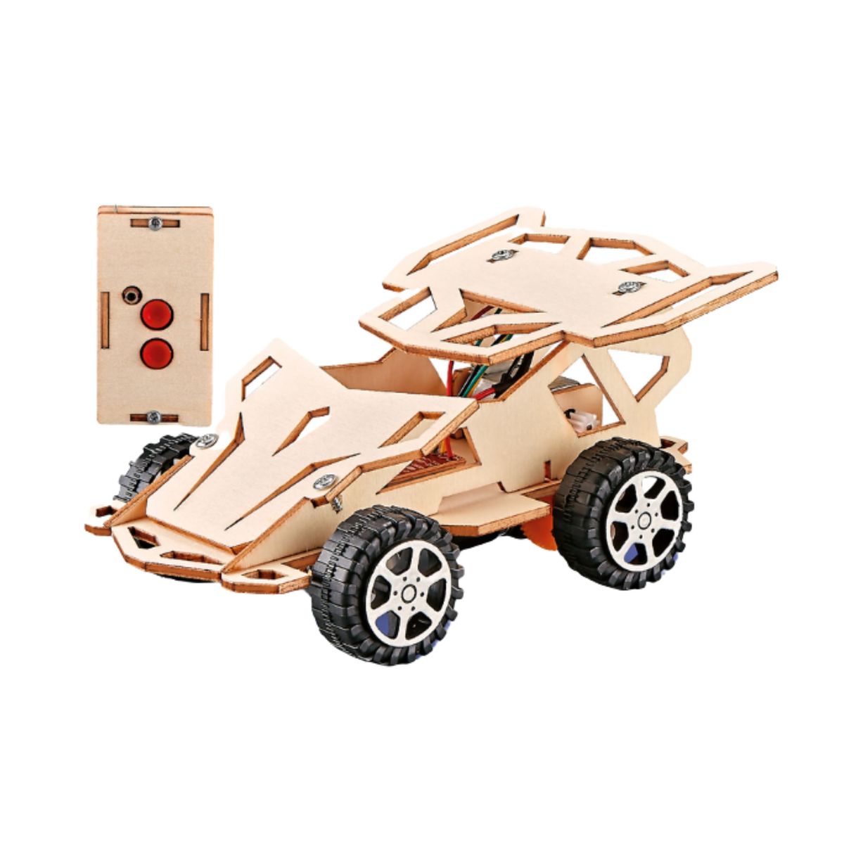STEM Wooden Radio Control Car Kit - DIY Remote Control Building Toy ...