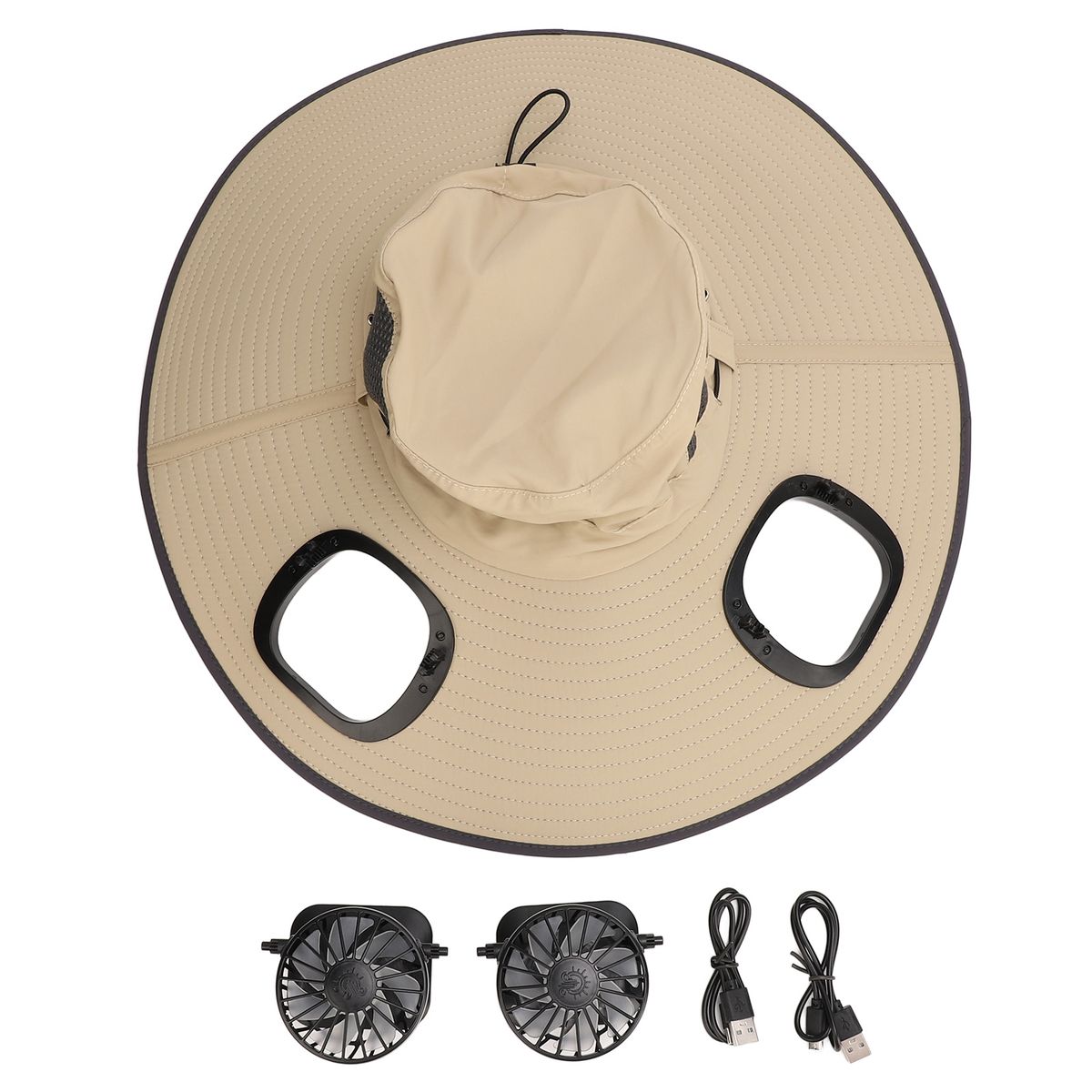 Khaki Dual Solar Fan Fisherman Hat | Shop Today. Get it Tomorrow ...