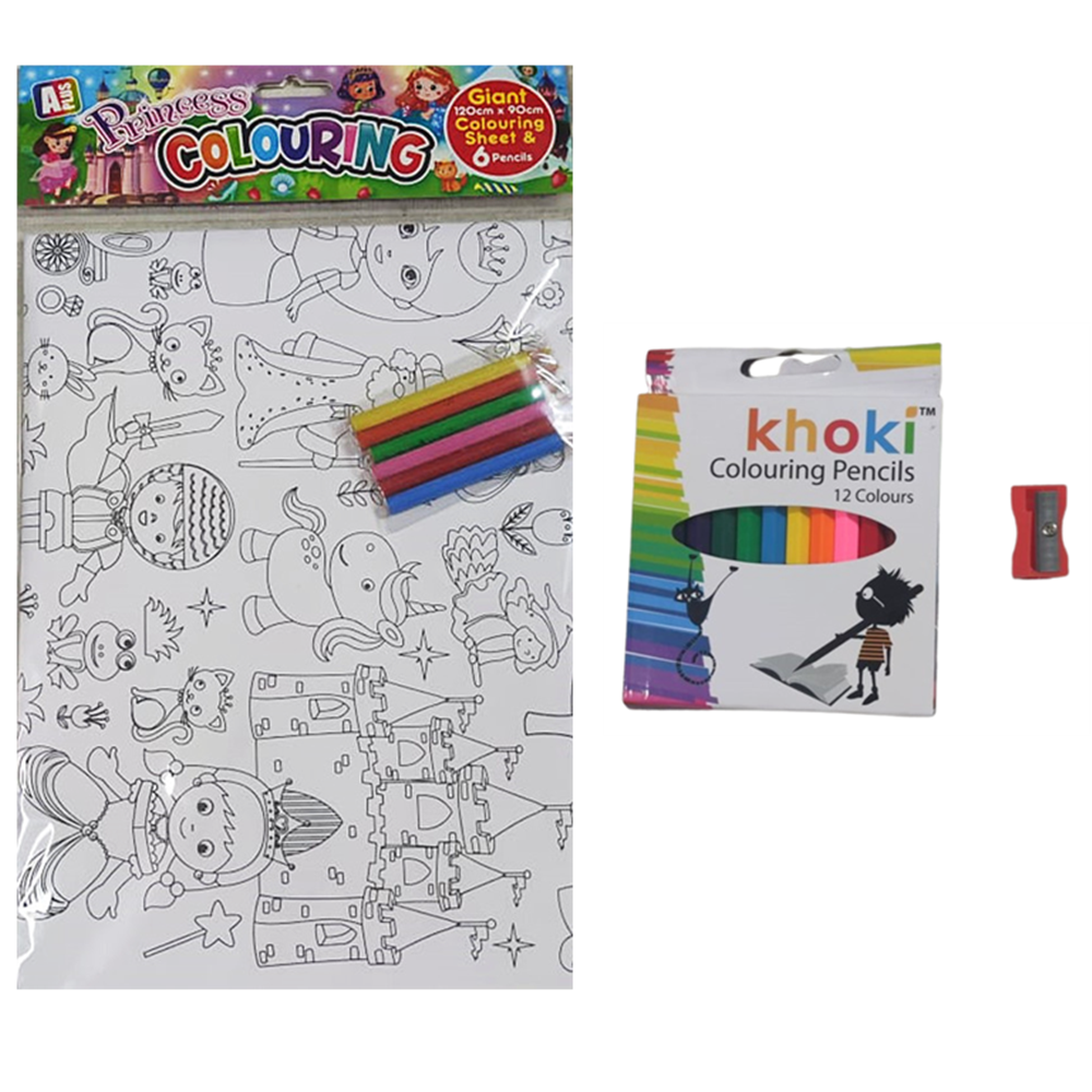Giant Colouring Sheet 120cm x 90cm With Khoki Color Pencil & Sharpener ...