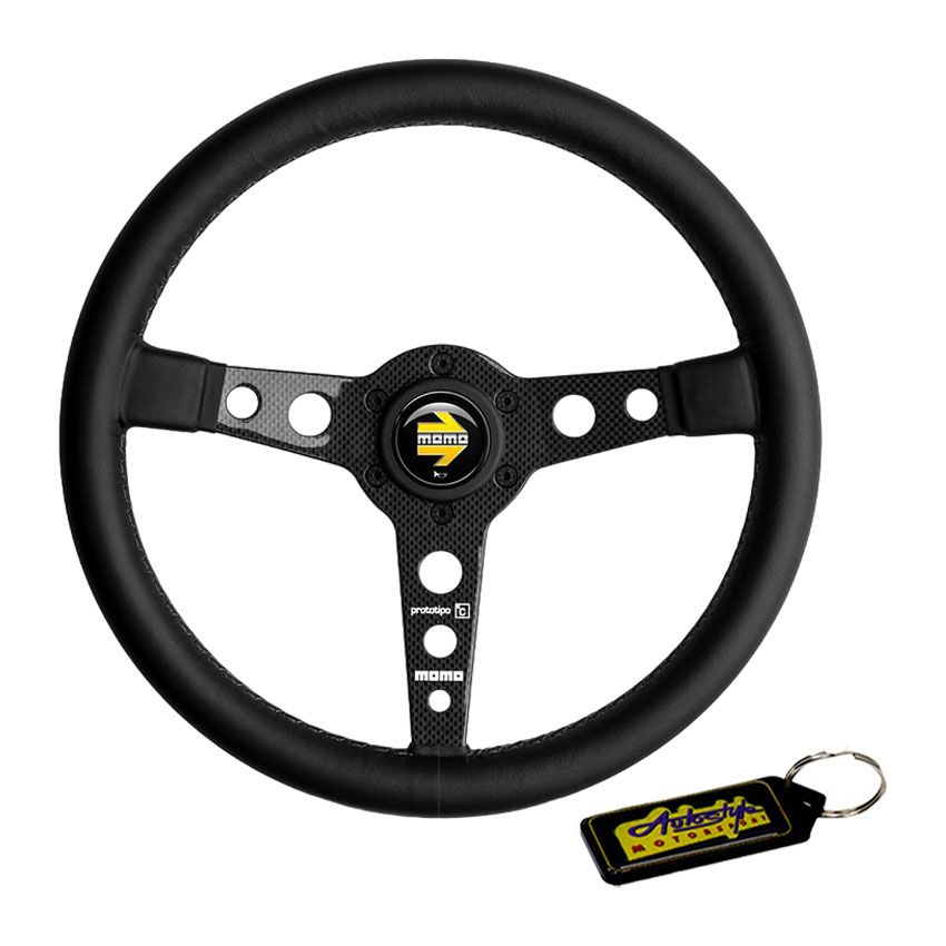 Momo Proto Tipo Steering Wheel 35cm- Black Leather & Carbon Fibre ...