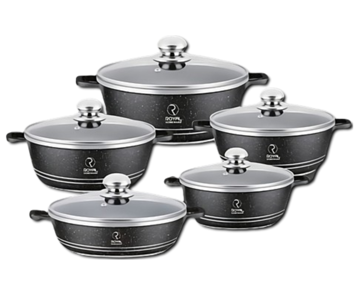 Royal Homeware Aluminium Die-Cast 10 Piece Pot Set - Granite | Shop ...