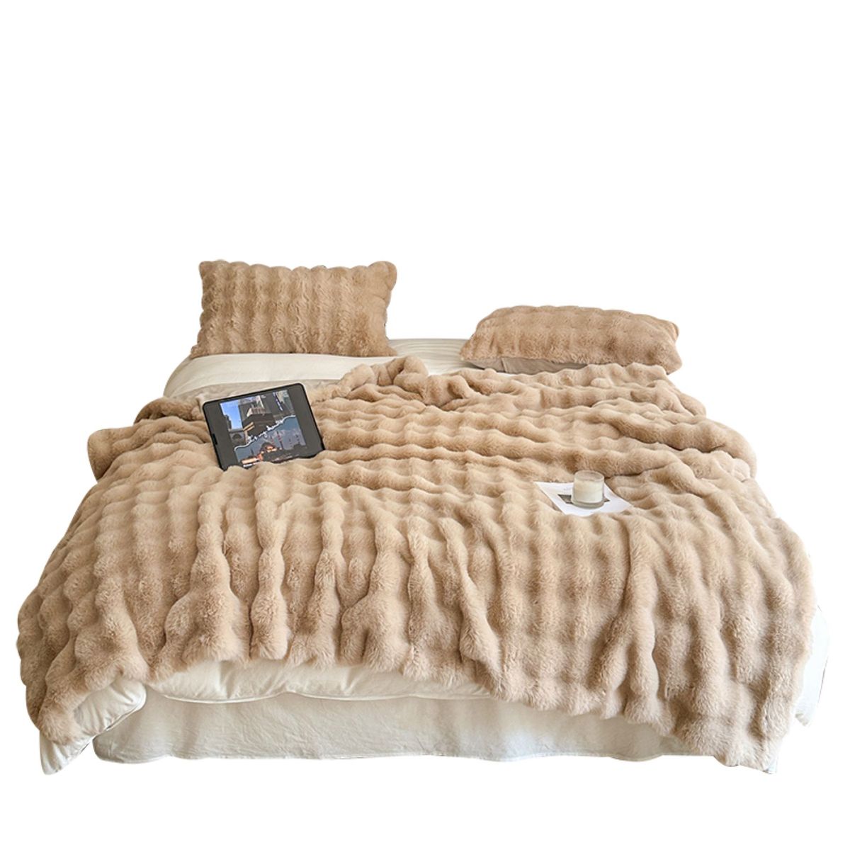 Luxury Cozy Solid Woolen Blanket Warm Soft Polyester Fluffy Faux Rabbit ...