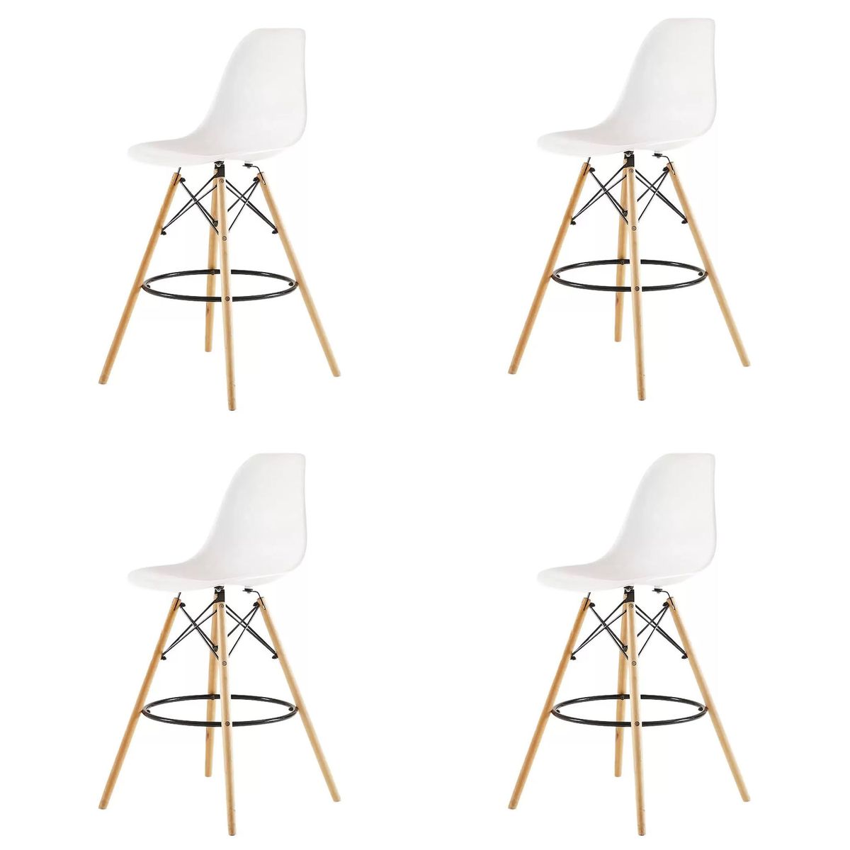 Set of 4 25.5" Modern Contemporary Eames Design Counter Bar Stools ...
