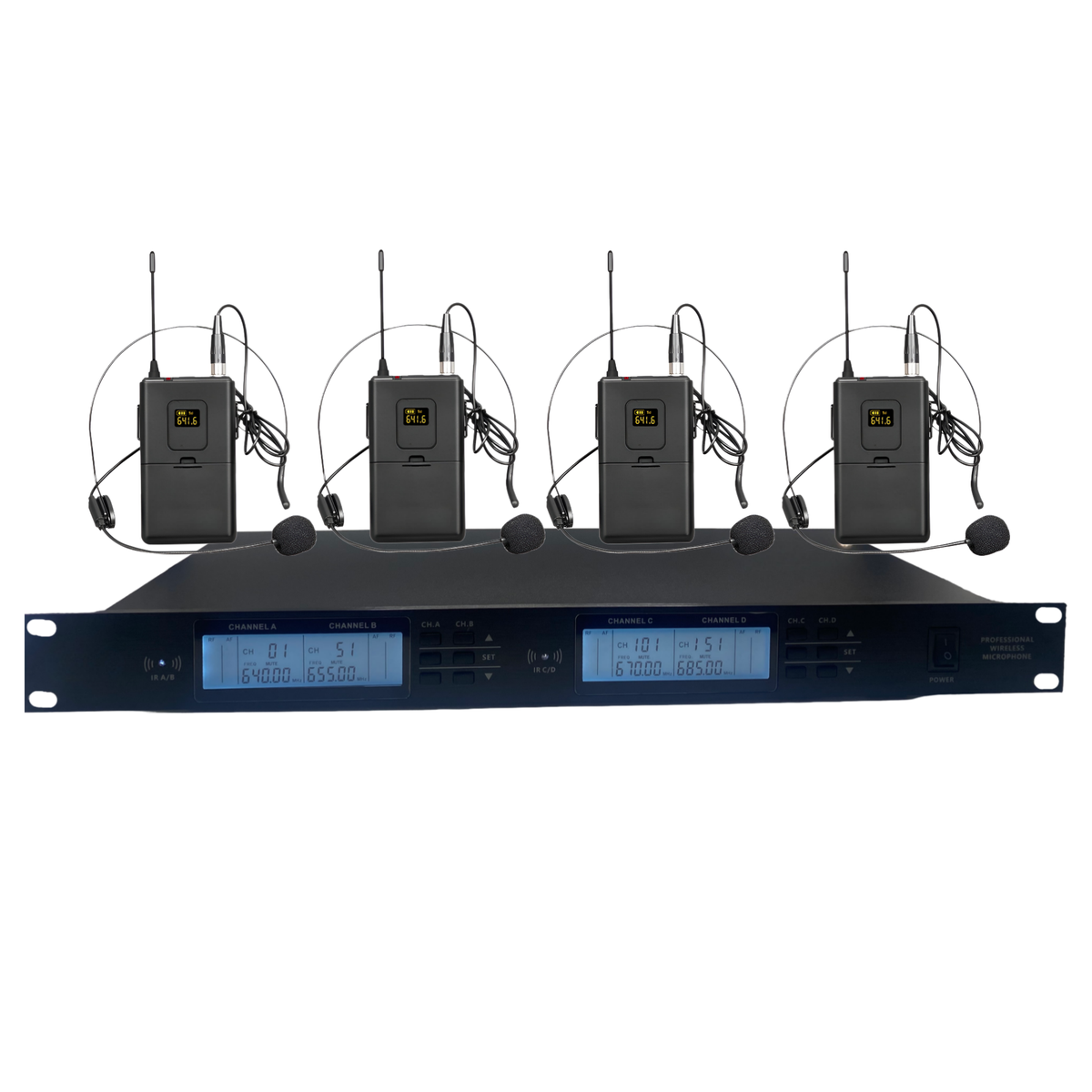 UHF Four Channel Wireless Interview/Presentation Microphone With ...