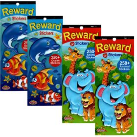 4 Reward Sticker Books - 500 Ocean and 500 Animal Theme reward Stickers ...