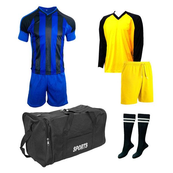 Soccer Kit with Goalkeeper Set & Kit Bag - Football Team of 15 - Blue ...