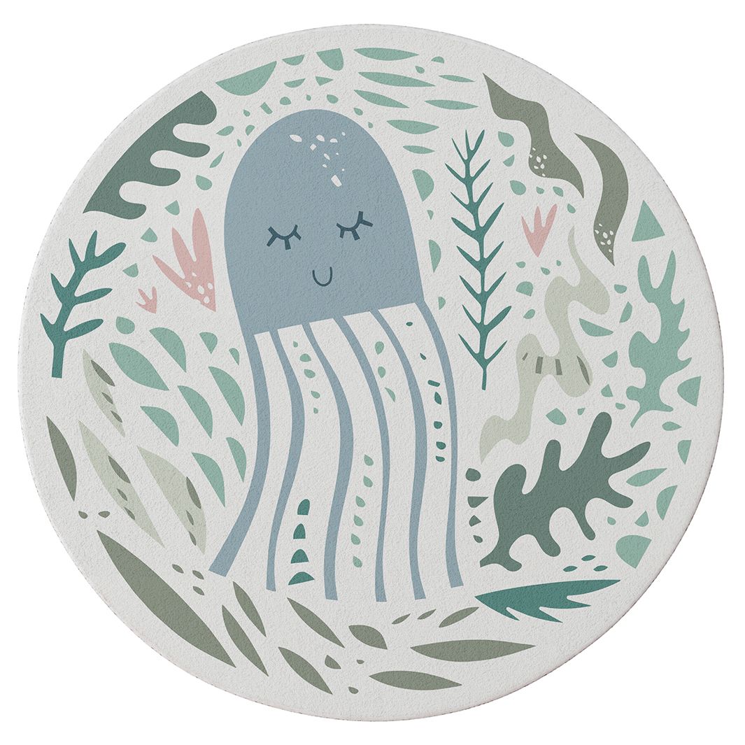 Cape Art Kids Blue And Green Octopus Art Round Rug | Shop Today. Get it ...