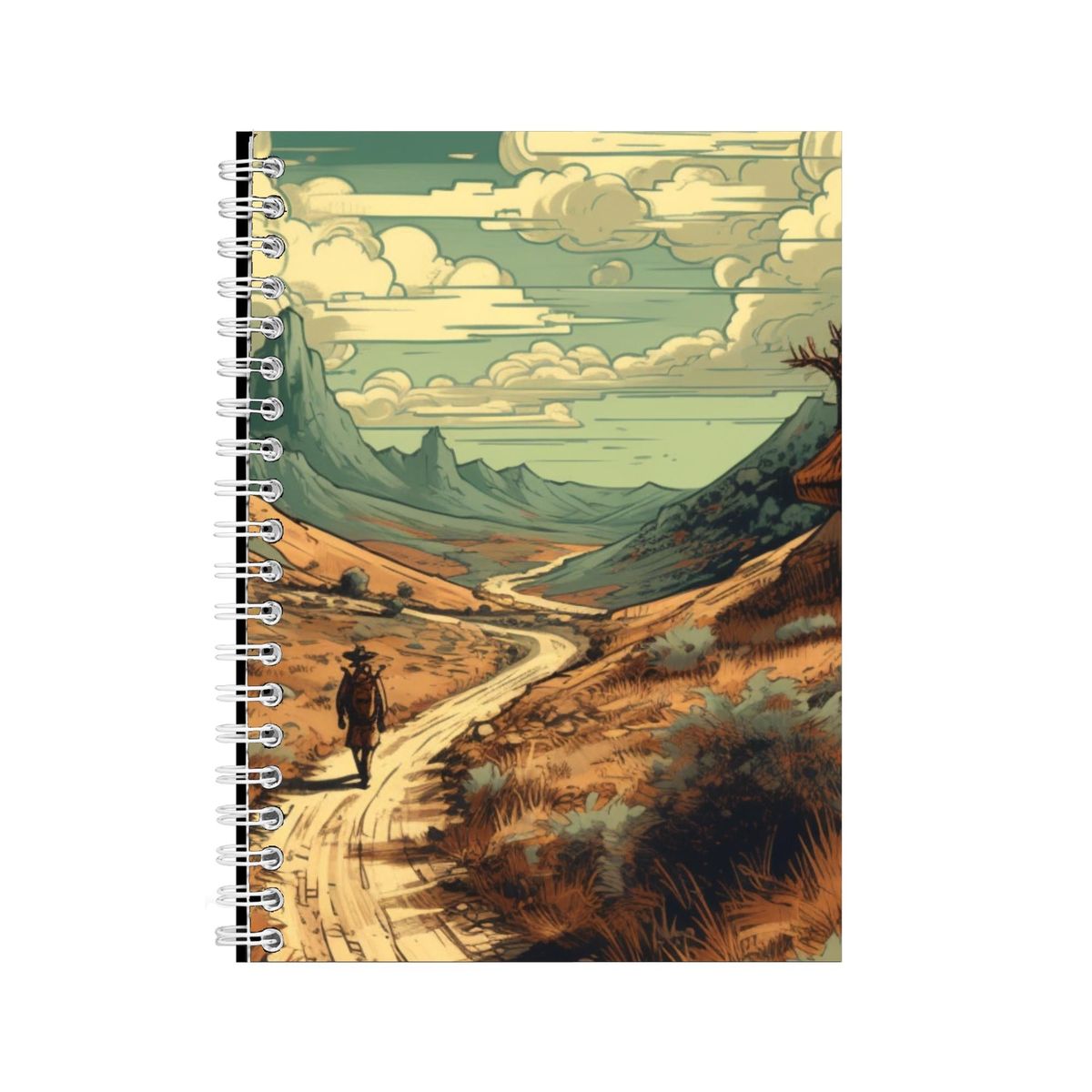 Cloud A5 Notebook Spiral and Lined Wild West Graphic Notepad Cowboy ...