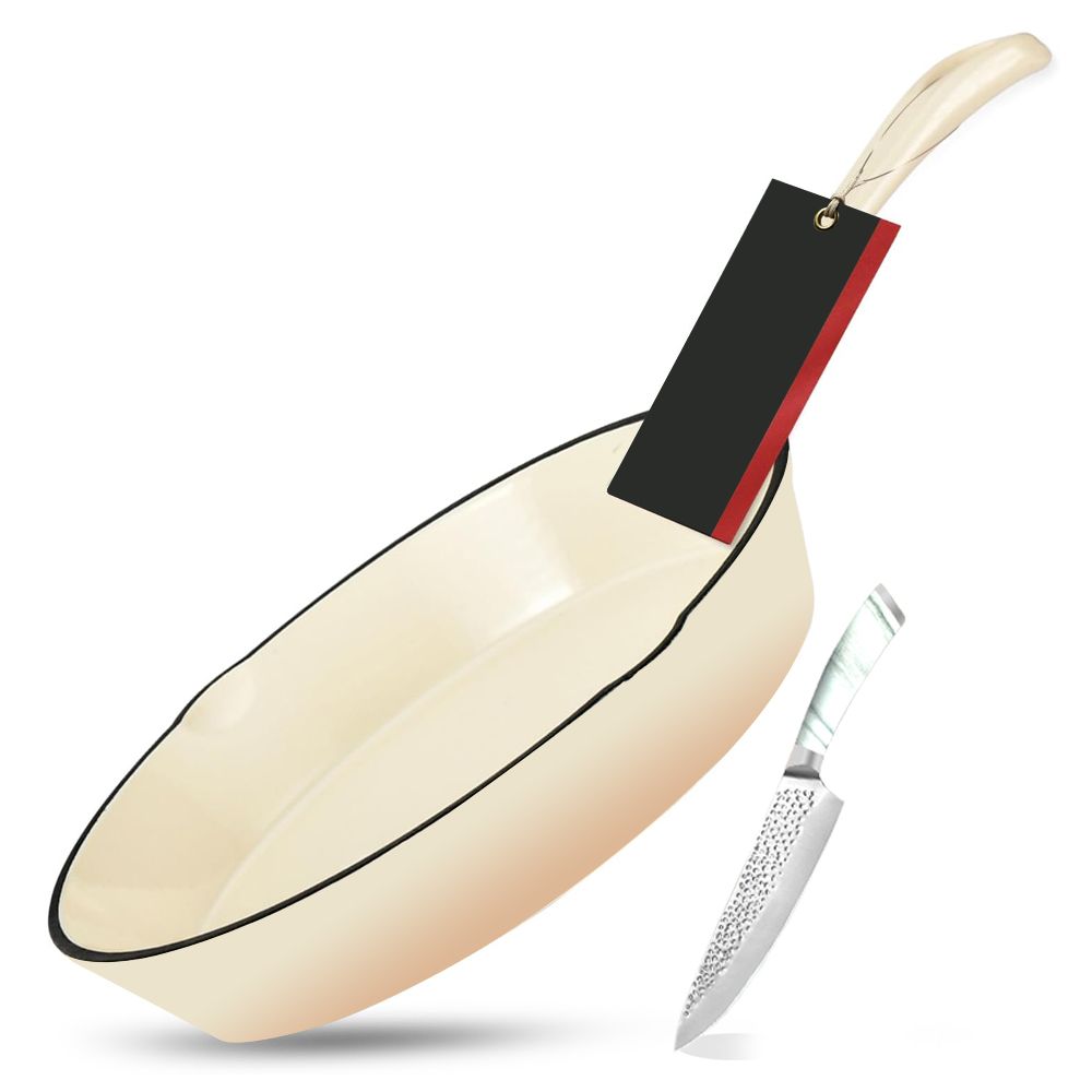 Cast Iron Cast Iron Fry Pan Including Kitchen Utility Knife Set - 25cm ...