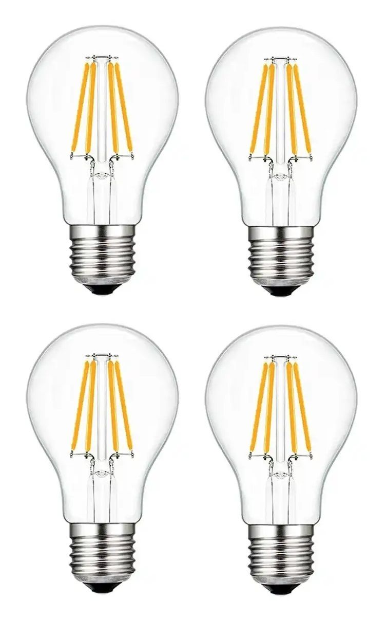 Hello Today E27 LED Filament Bulb A60 4W - 4 Pack Cool White Globe ...