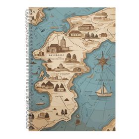 Blue A4 Notebook Spiral and Lined Maps Graphic Notepad Design Present ...