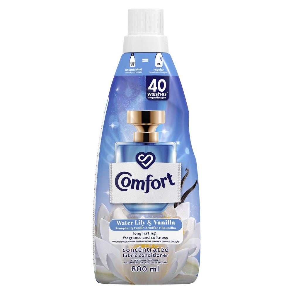 Comfort Water Lily & Vanilla Concentrated Laundry Fabric Softener 800ml ...