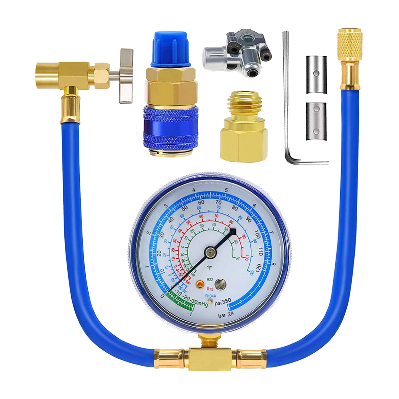 Acr134A Refrigerator Freon Recharge Kit Ac Charge Hose With Gauge ...