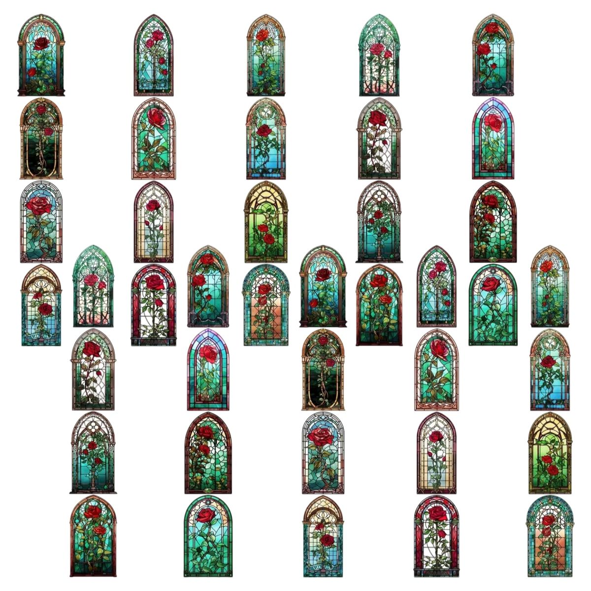 Enamel Glass Rose Window Stickers - 40pcs Vintage Scrapbook Set | Shop ...