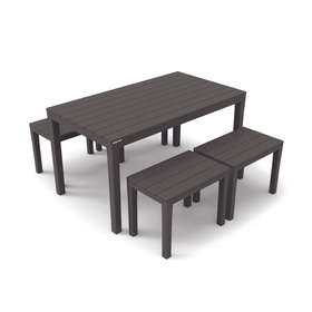 ECONOFURN Progarden Samoa 5 Piece Patio / Outdoor Table and Bench Set ...