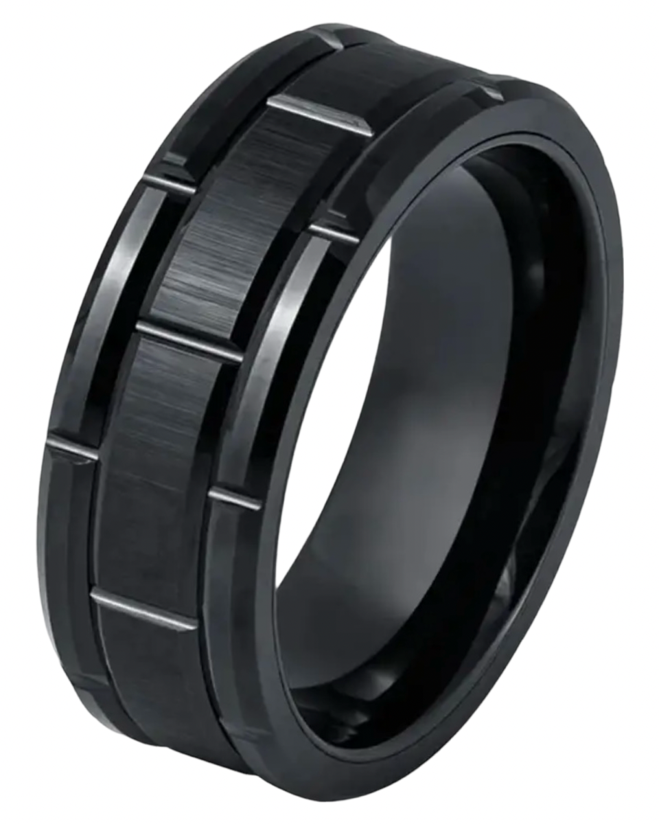 Men's Brick Pattern Titanium Ring - Black | Shop Today. Get it Tomorrow ...