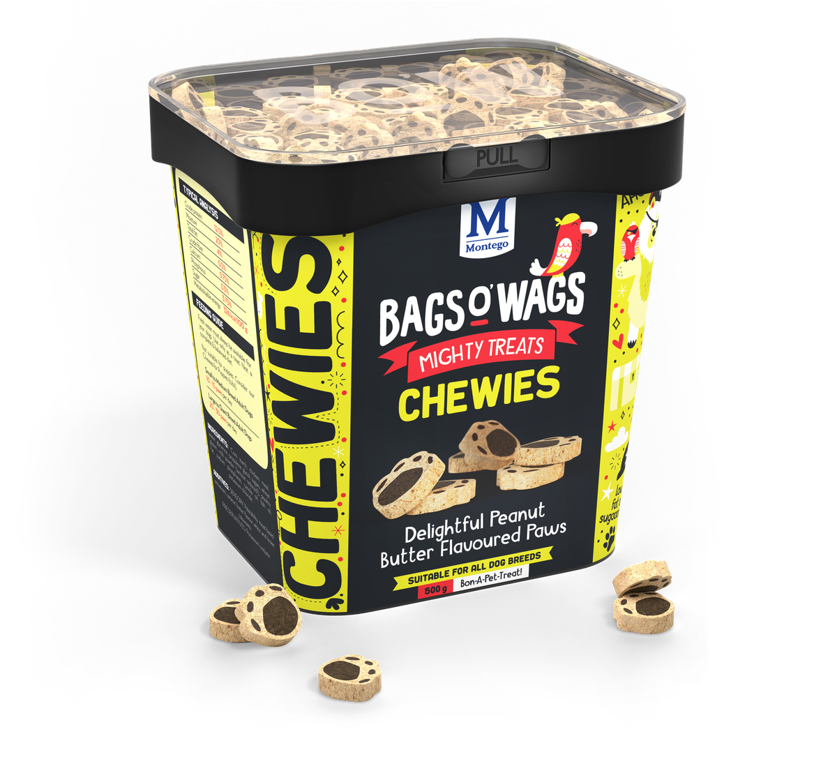 Montego Bags O' Wags - Chewies Peanut Butter Paws Dog Treats 500 g ...
