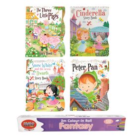 Storybook Bundle with 4 Storybooks and a Color-in roll for Girls Ages 3 ...