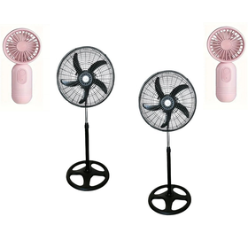 2 Electric Fans with 3 Speed Cooling Effect & Touch Control + 2 Mini ...