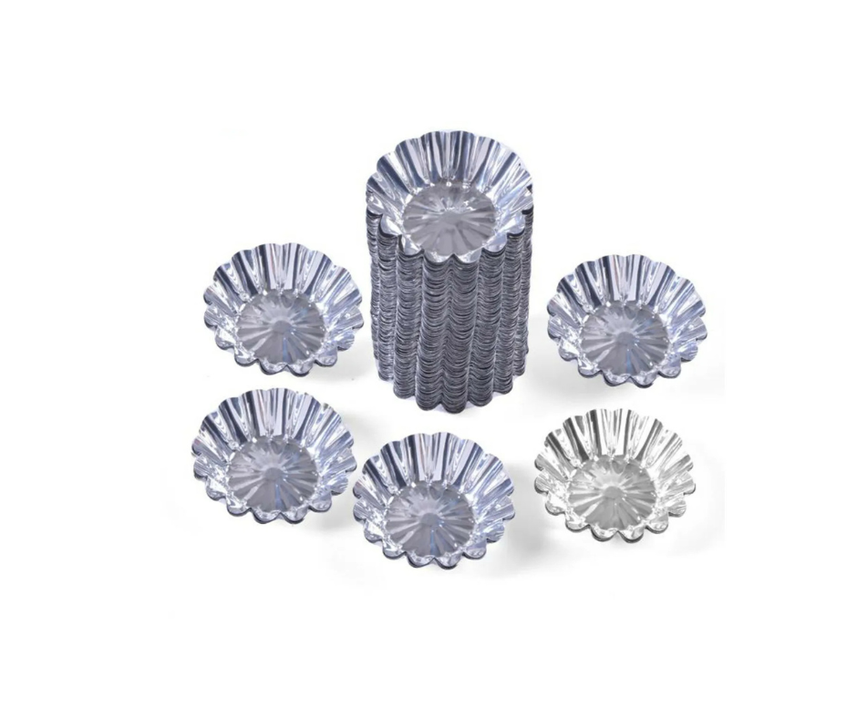 200PK Flower Shape Mini Quiche Foil Egg Tart Pan 5x4cm Bake Moulds ...