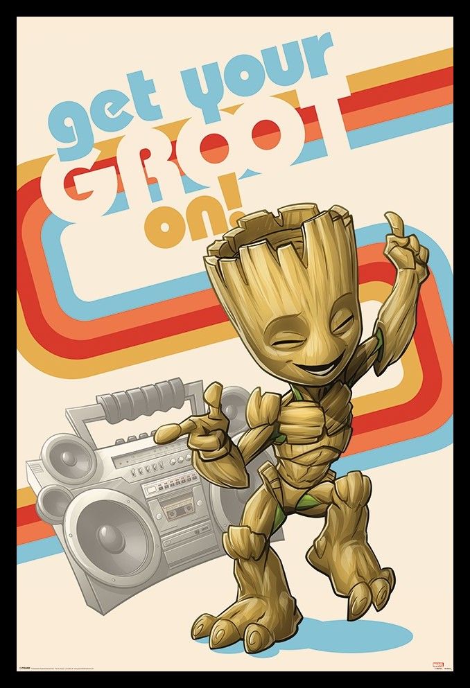 Guardians Of The Galaxy - Groot On Poster with Black Frame | Shop Today ...