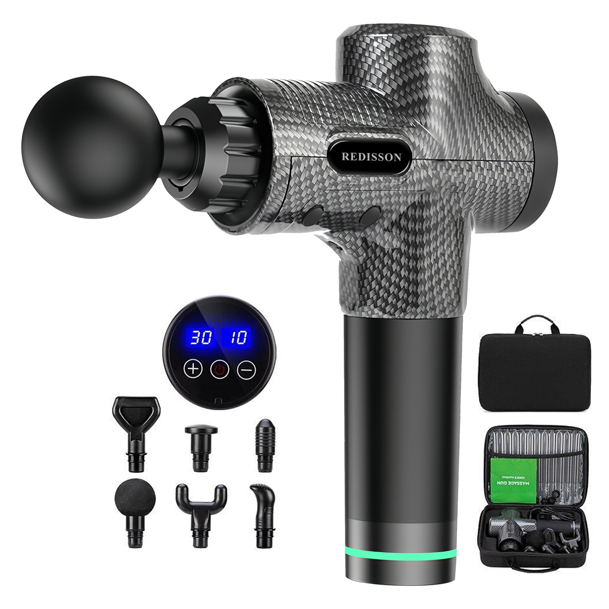 REDISSON 30 Speed Levels Deep Tissue Muscle Massage Gun with 6 Heads ...