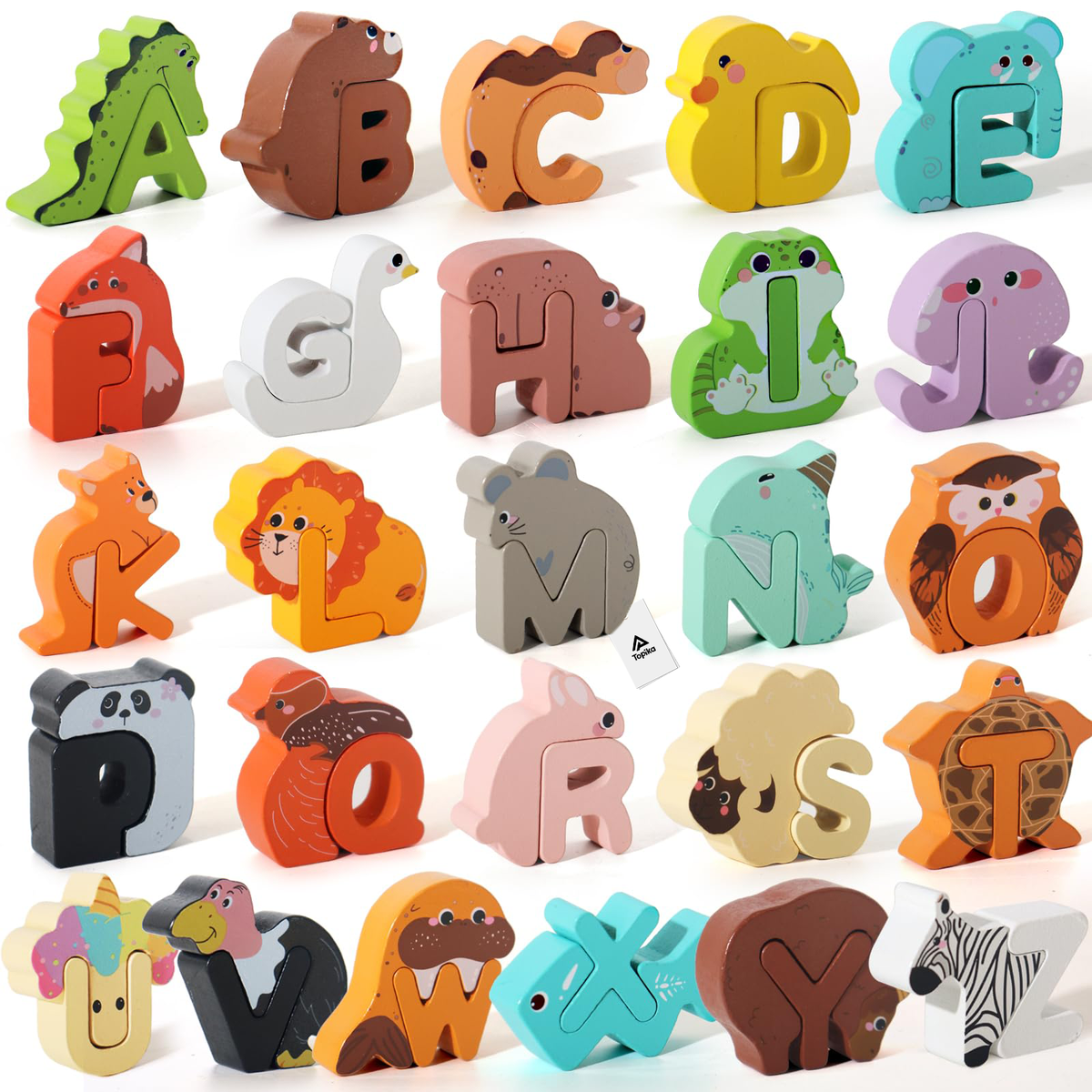 Topika Alphabet Animal Puzzles Alphabet Wooden Puzzles For Kids 3-5 ...