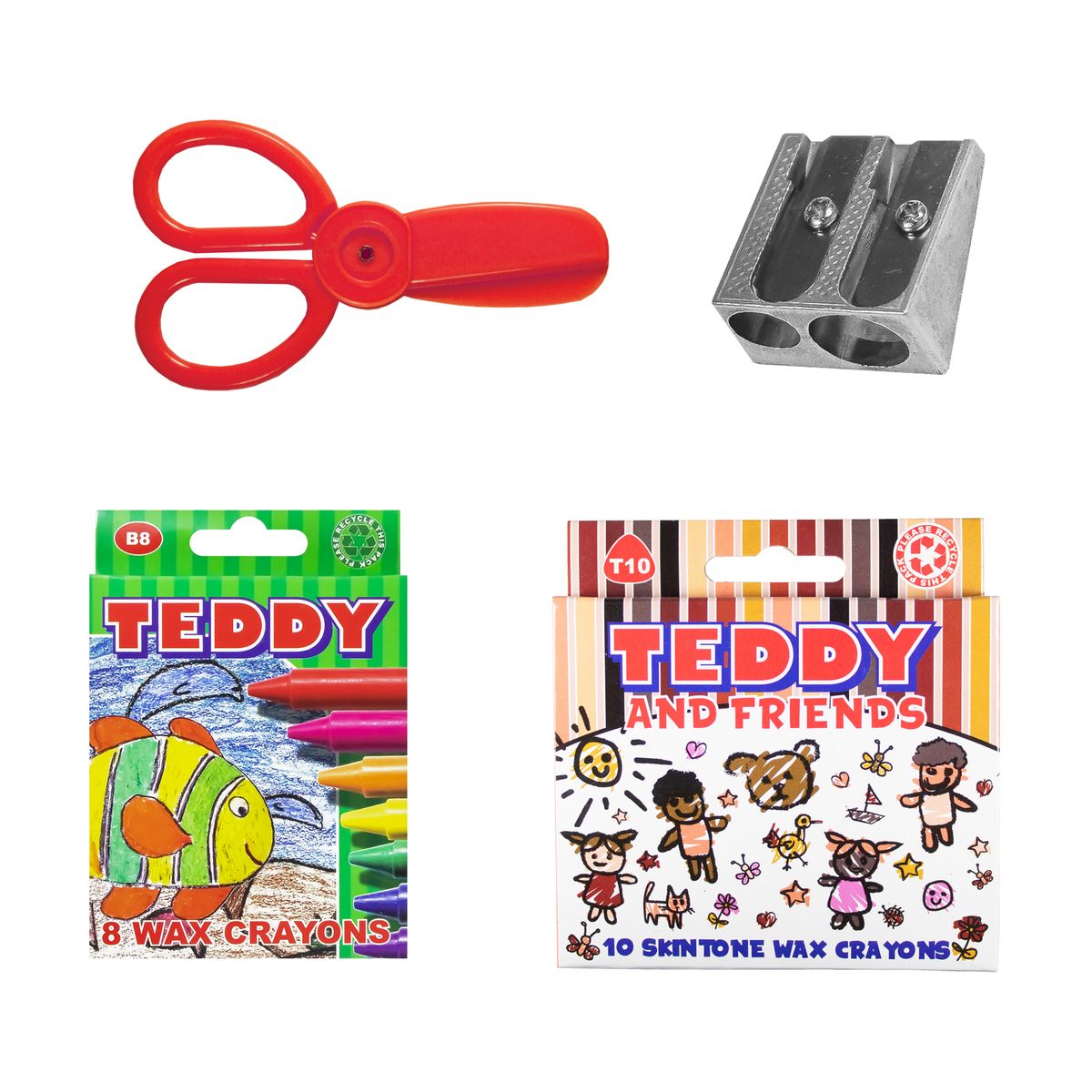 Teddy Skin Tone Crayons, B8 Crayons, 2 Hole Metal Sharpener, Safety ...