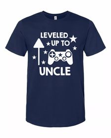 Leveled Up To Uncle Gamer Navy Crew Neck Men's Gift T-Shirt | Shop ...