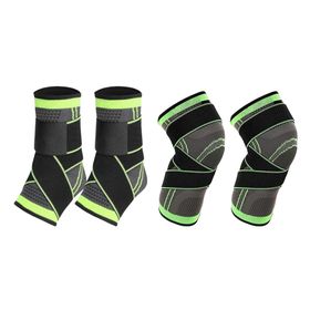 4 Piece Knee Brace and Ankle Brace kit for Running, Hiking, Cycling ...