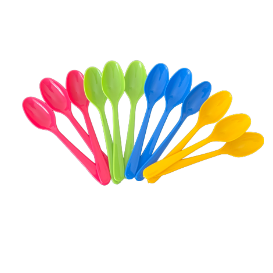 Colourful Plastic Spoons set of 12 / Rainbow Plastic Spoons | Shop ...